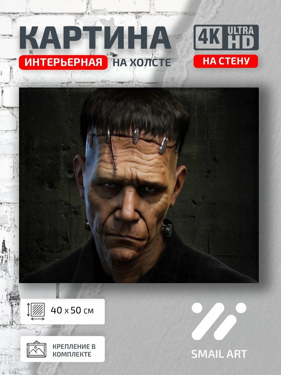 Картина на холсте интерьерная 40 на 50 на стену Франкенштейн frankenstein для офиса декор