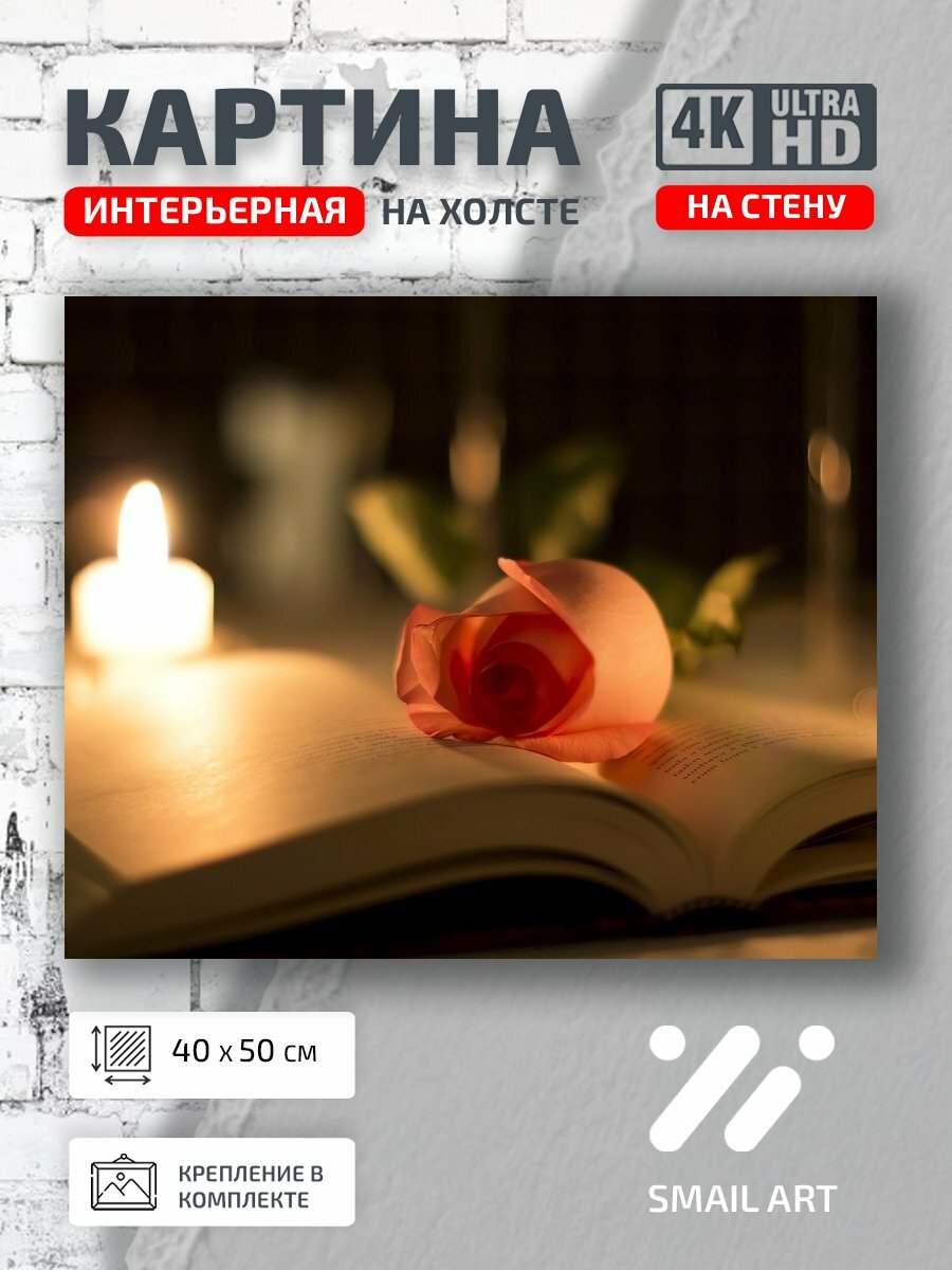Картина на холсте интерьерная 40 на 50 на стену Свеча candle для студии атмосфера интерьер
