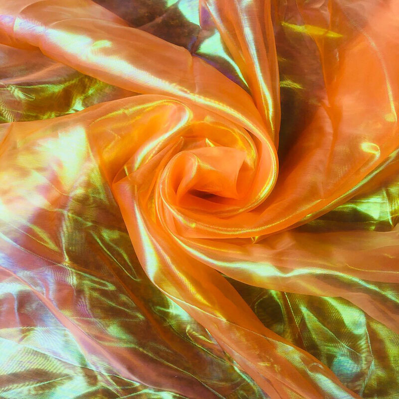 Лазерная тюлевая ткань органза для рукоделия, цветная декоративная материя 150х100 см для карнавальных костюмов, вечерних платьев, украшений и творчества