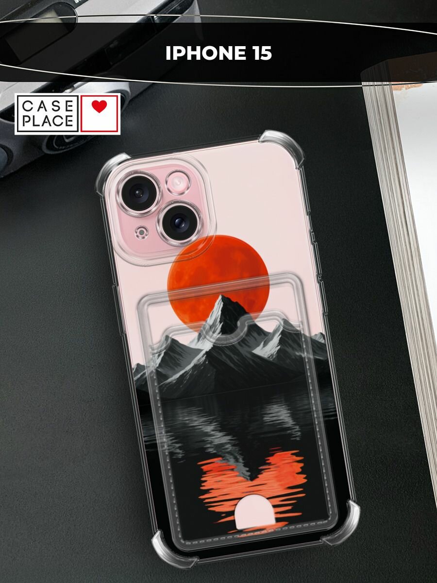 Чехол на Apple iPhone 15 (Айфон 15) с картой и принтом Черная гора 3