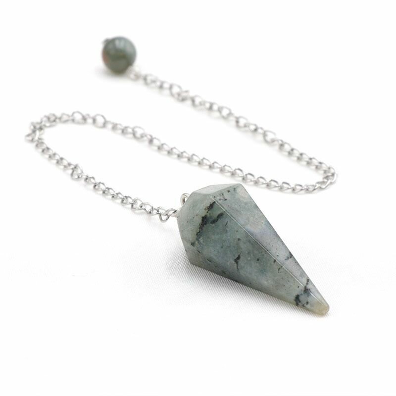 Маятник для биолокации из натурального камня "Конус" SILVARIE " Длинный камень Природный кристалл Маятник для