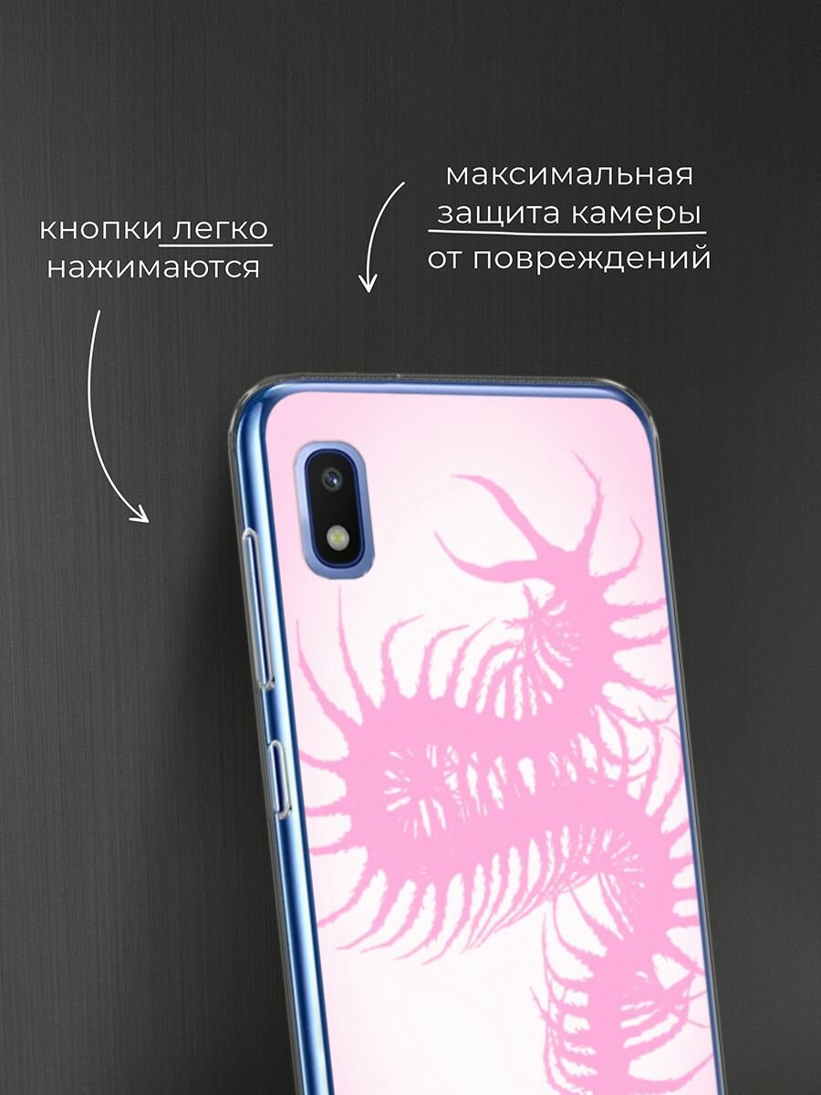 Чехол на Samsung Galaxy A10 / Самсунг Галакси А10 с принтом Розовая многоножка — фото 1