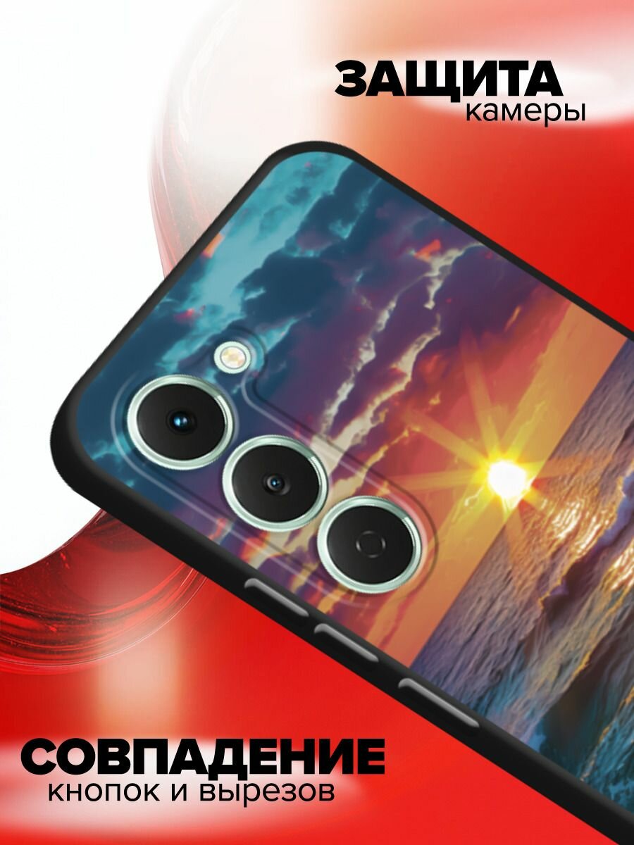 Черный матовый чехол на Tecno Spark 40 Pro / Текно Спарк 40 Про с принтом Морской пейзаж — фото 1