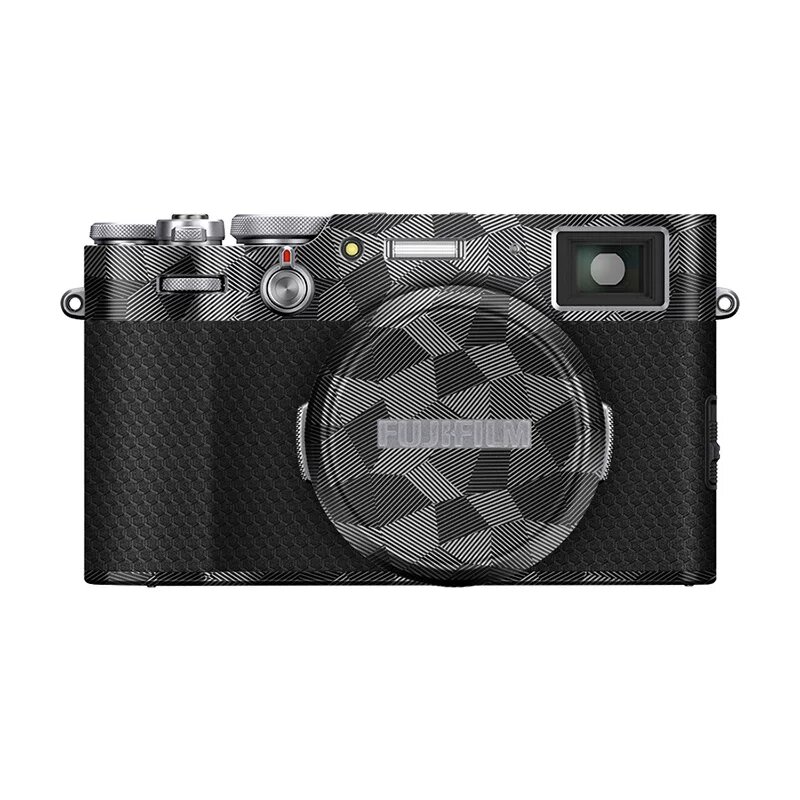 Защитная пленка для камеры Fujifilm X100V с светло-серым геометрическим и матричным черным рисунком, прозрачная пленка