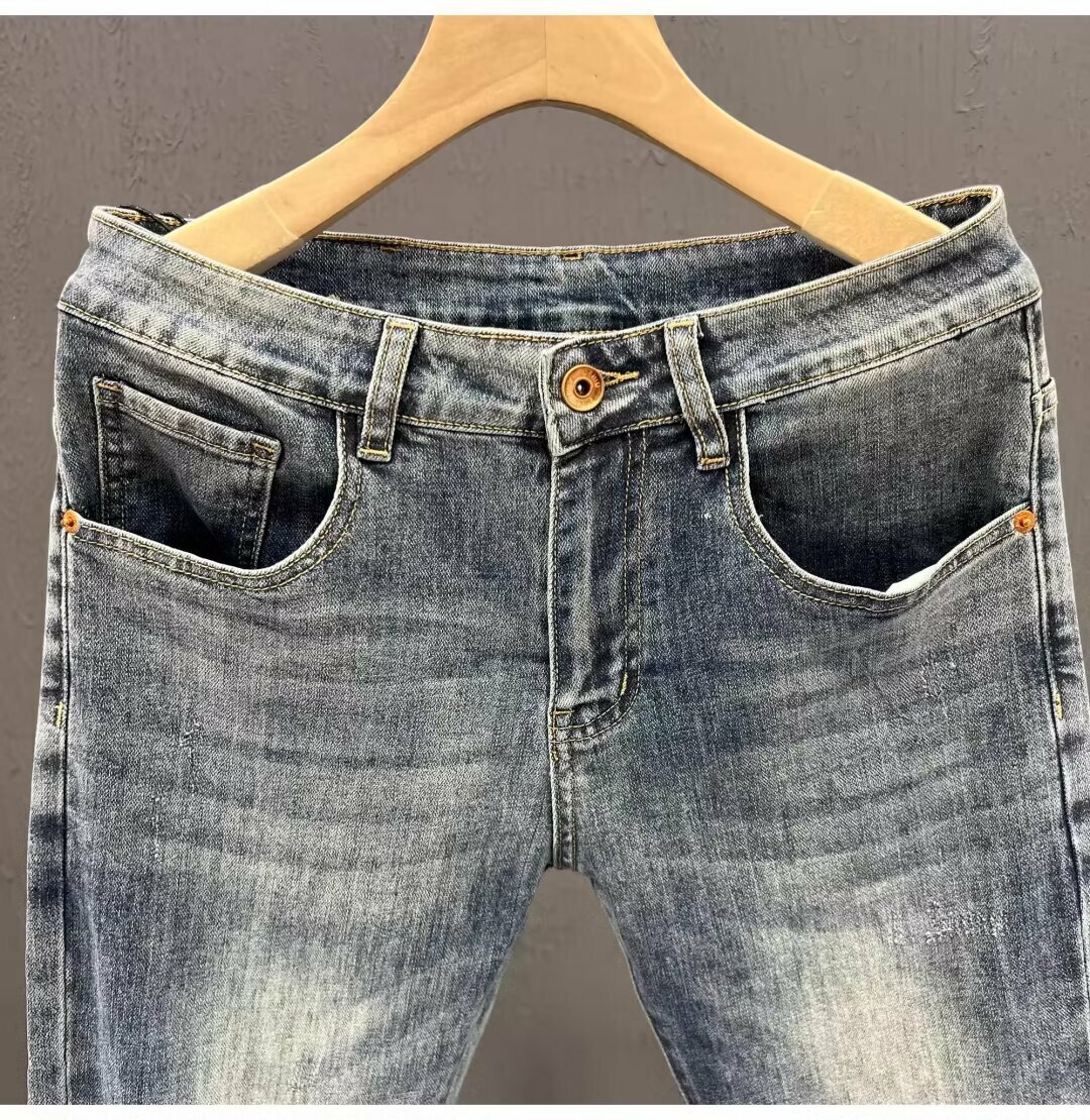 Тренд RONG CH Мужские Джинсы Лето Тонкие Черно-Серые Слим Премиум Деним, Размер_32