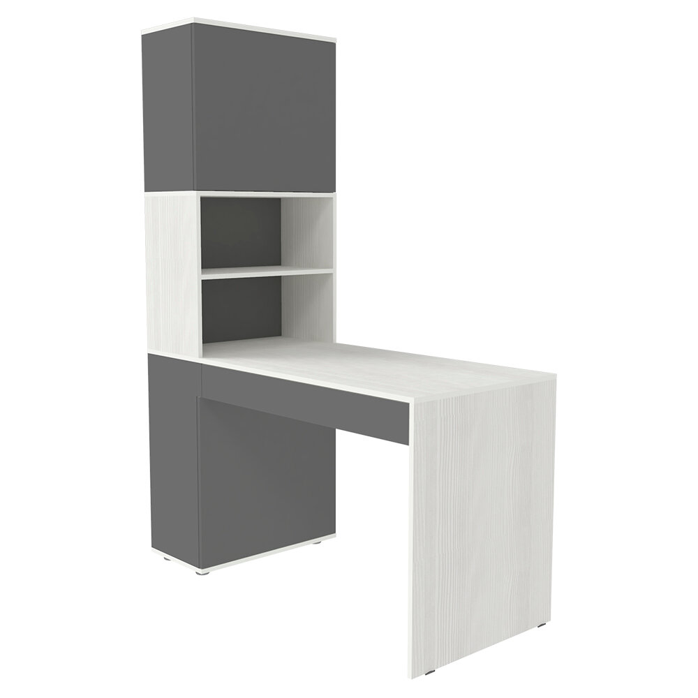 Стол письменный со стеллажом 1330 Белое Дерево Темно-серый