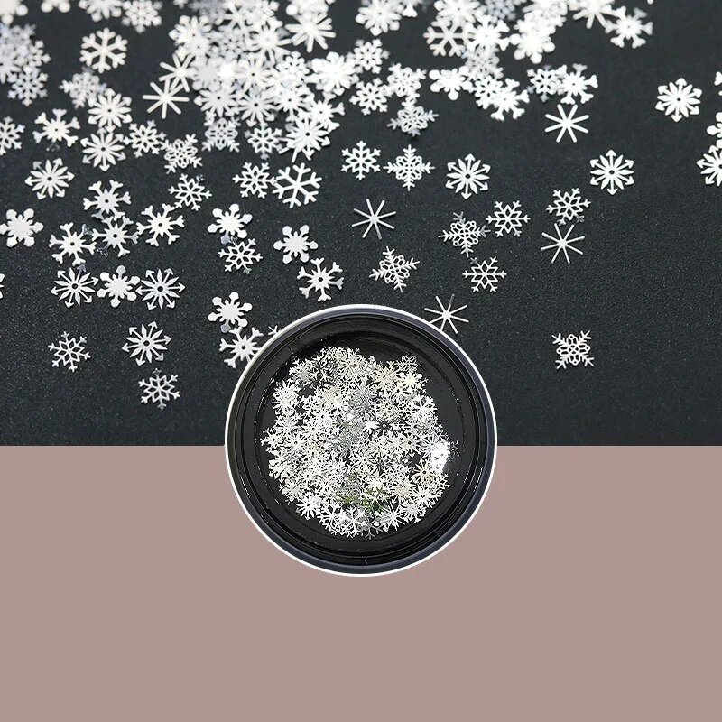Сверкающие снежинки для ногтей Silver 120 шт