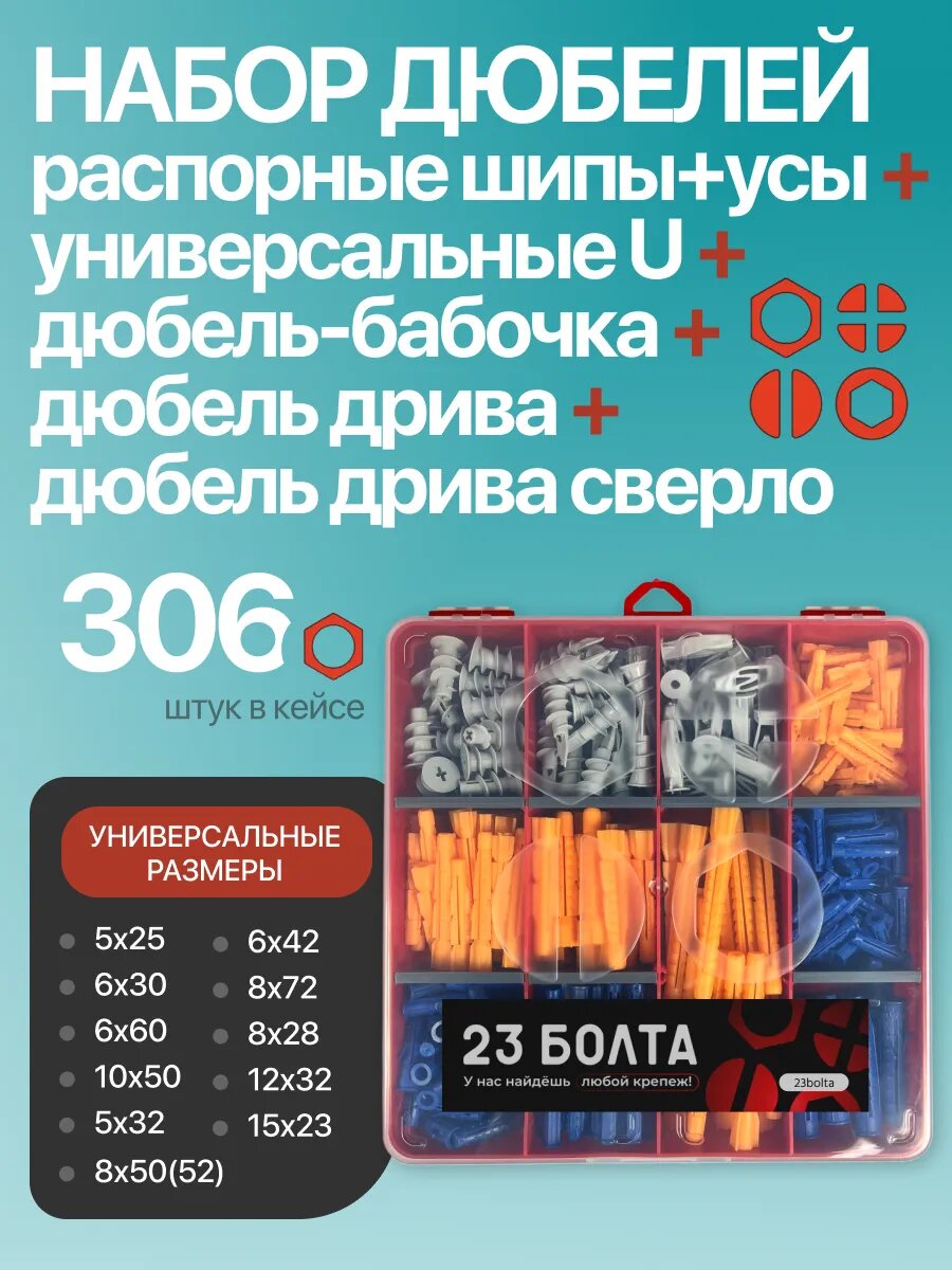 Дюбеля ассорти в органайзере набор 1