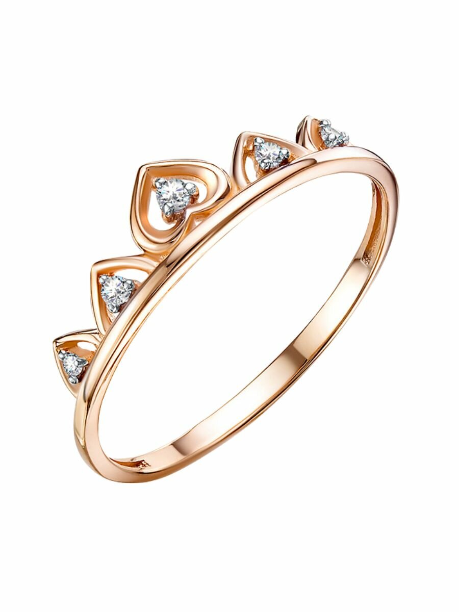 Кольцо тонкое, красное золото, 585 проба, родирование