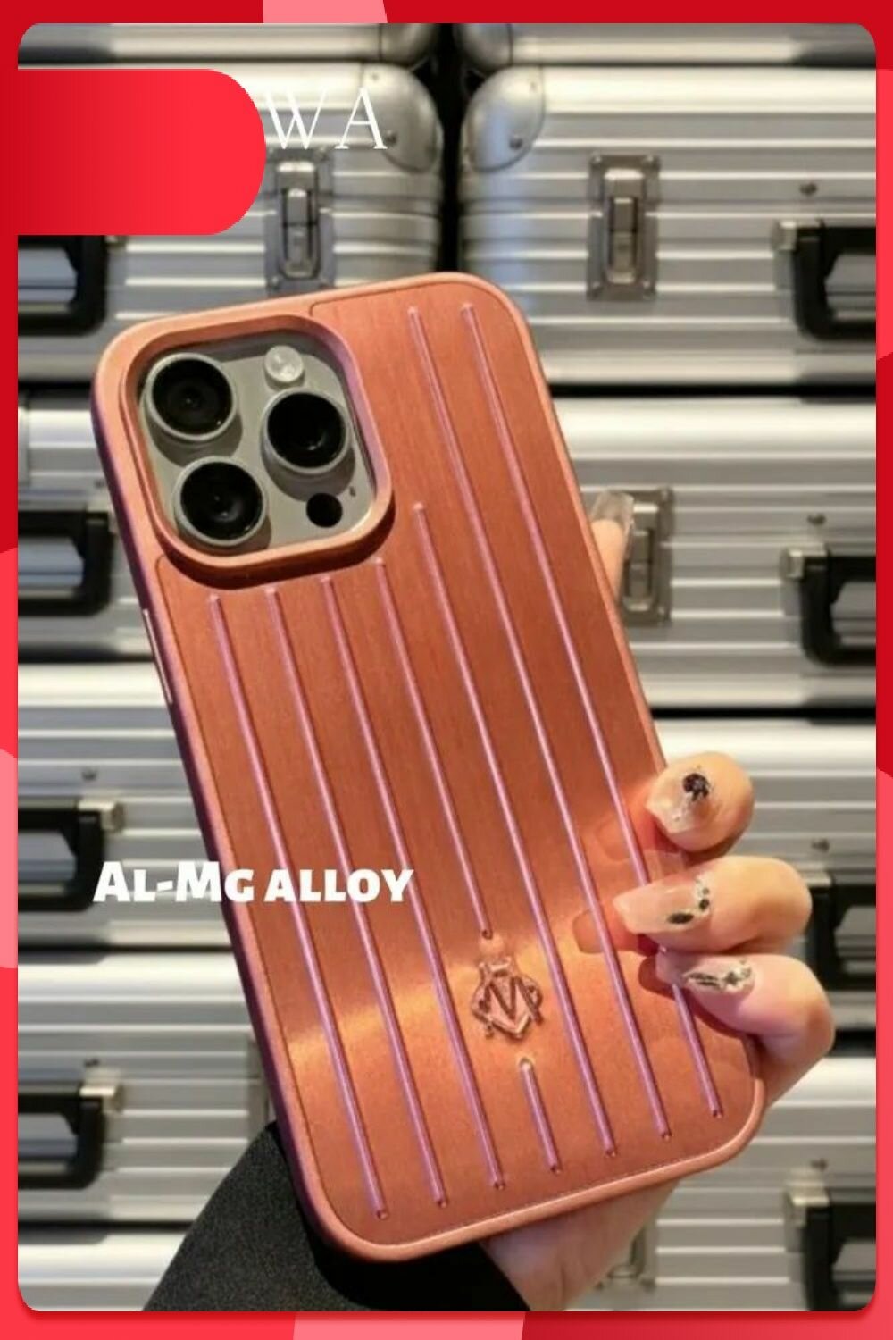 Алюминиевый чехол RIMOWA для iPhone 16 Pro Max в стиле чемодана c