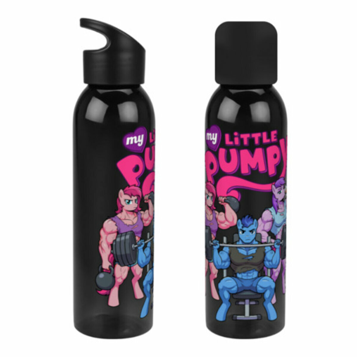 Бутылка для воды «качок my little pumpy в зал для качалки» (черный)