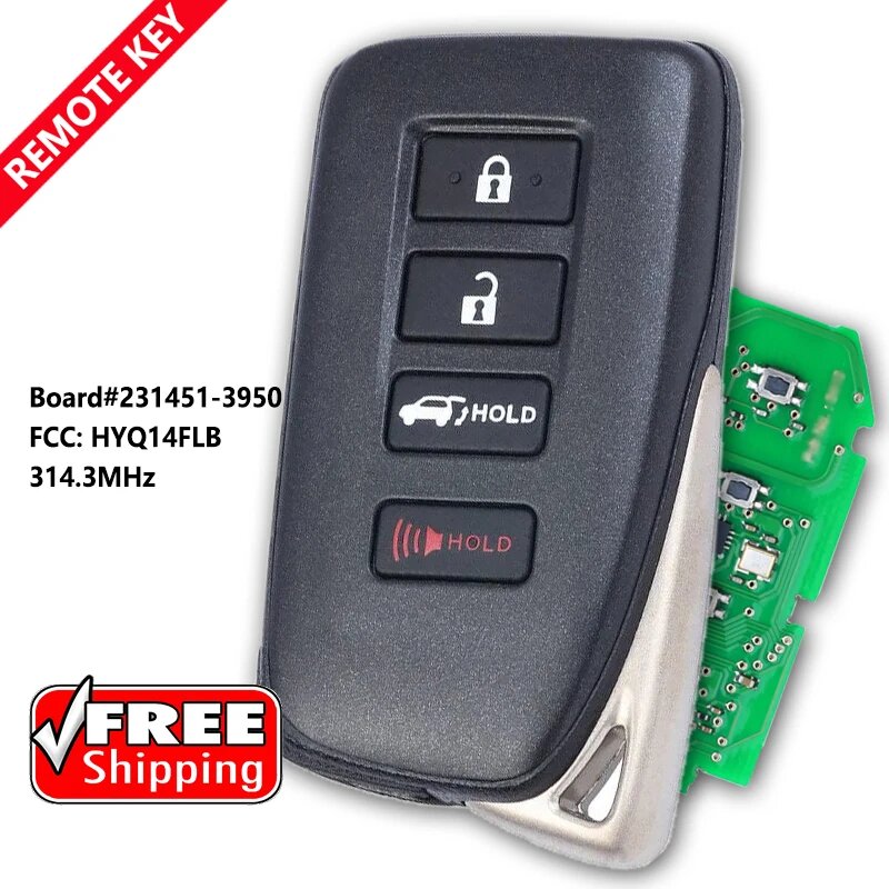 Умный смарт-ключ DIYKEY 231451-3950 с частотой 314,3 МГц для Lexus NX300 NX300h RX350 RX350L 2020 2021 2022, корпус HYQ14FLB