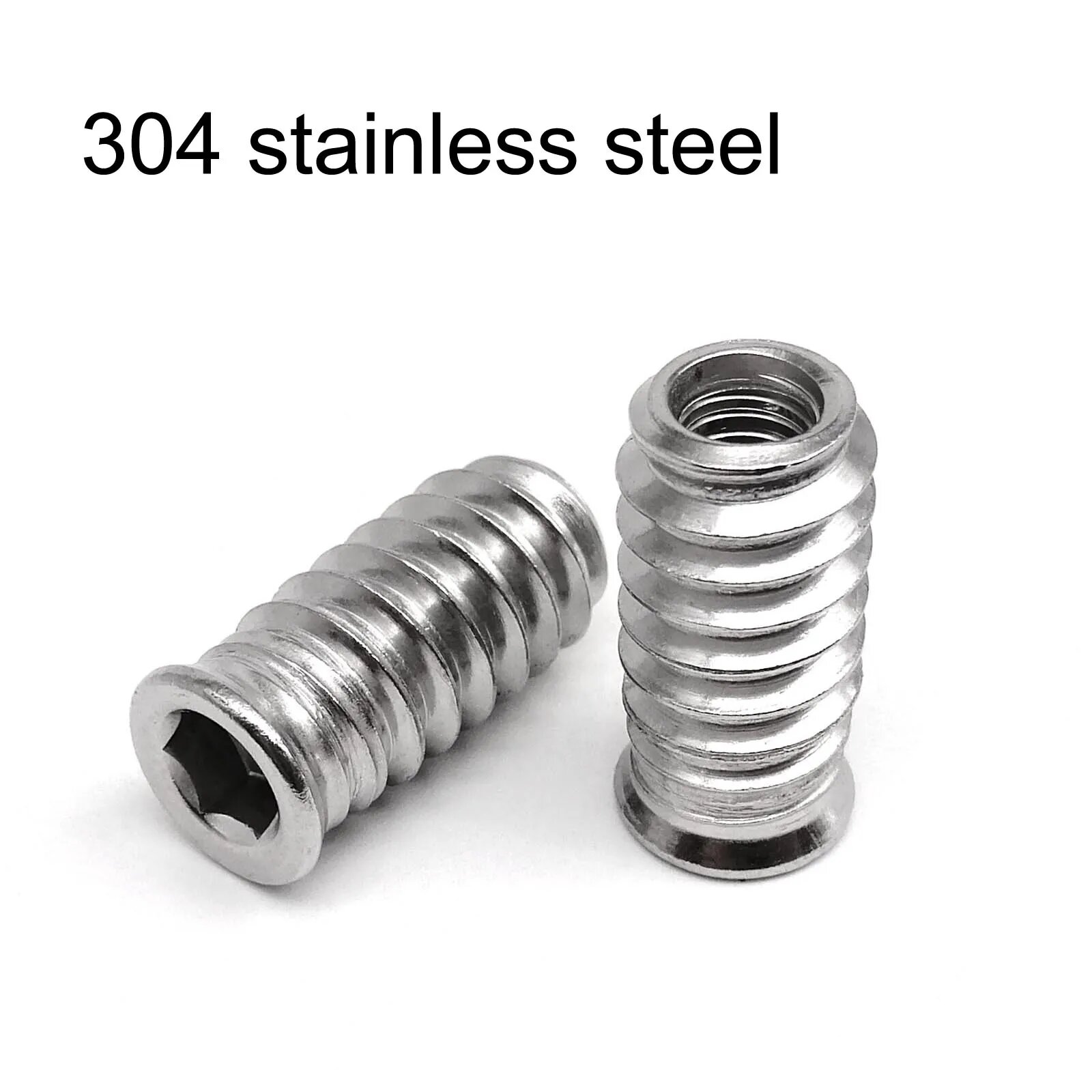 Вставные гайки HZYUEGOU нержавеющая сталь 304 М4 М5 М6 М8 М10 для дерева M6x25, 304 stainless steel
