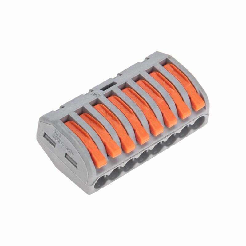 Универсальная клемма REXANT СМК 222-418, 8-проводная, серая, 0,08-2,5/4мм2, 20 шт. 07-5258-4