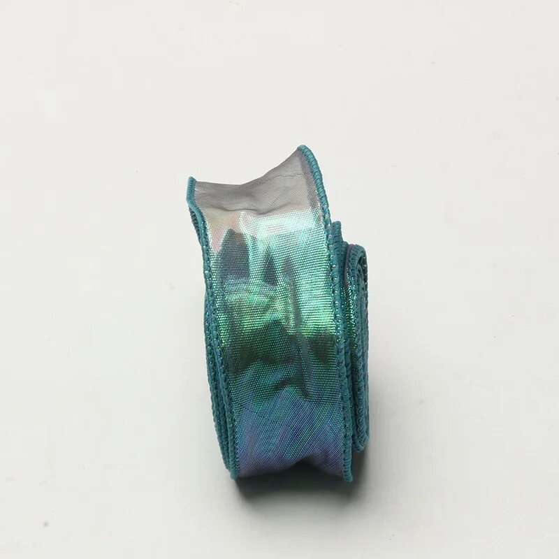 Лента органза рыбий хвост Iridescent Green 10 ярдов