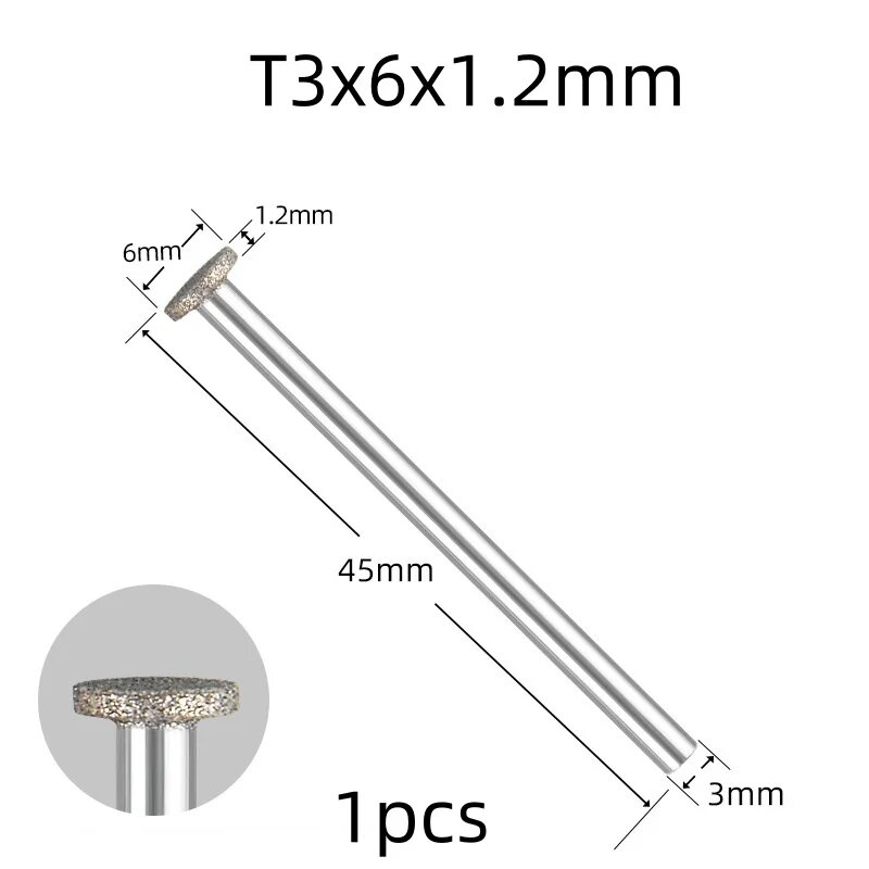 Алмазная бурса T3x6x1.2mm, 3 мм, 1 шт