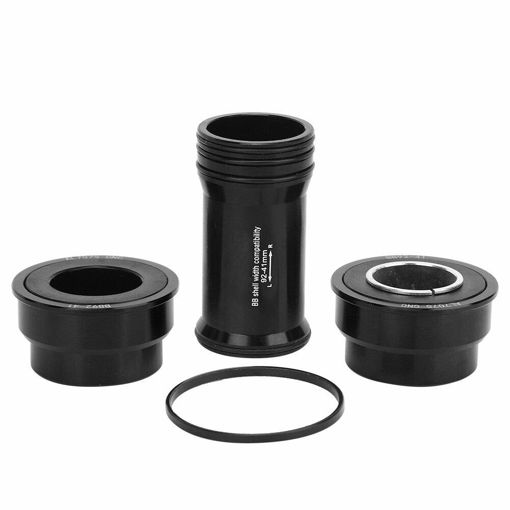 BB91/BB92 Bike Ceramics Bearing Integrated Hollow Chain Wheel Bottom Bracket Bicycle Accessory(press In type black )