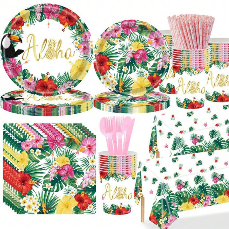 ⭐Кросс-бордерный экспорт новых одноразовых столовых приборов для вечеринок в гавайском стиле⭐