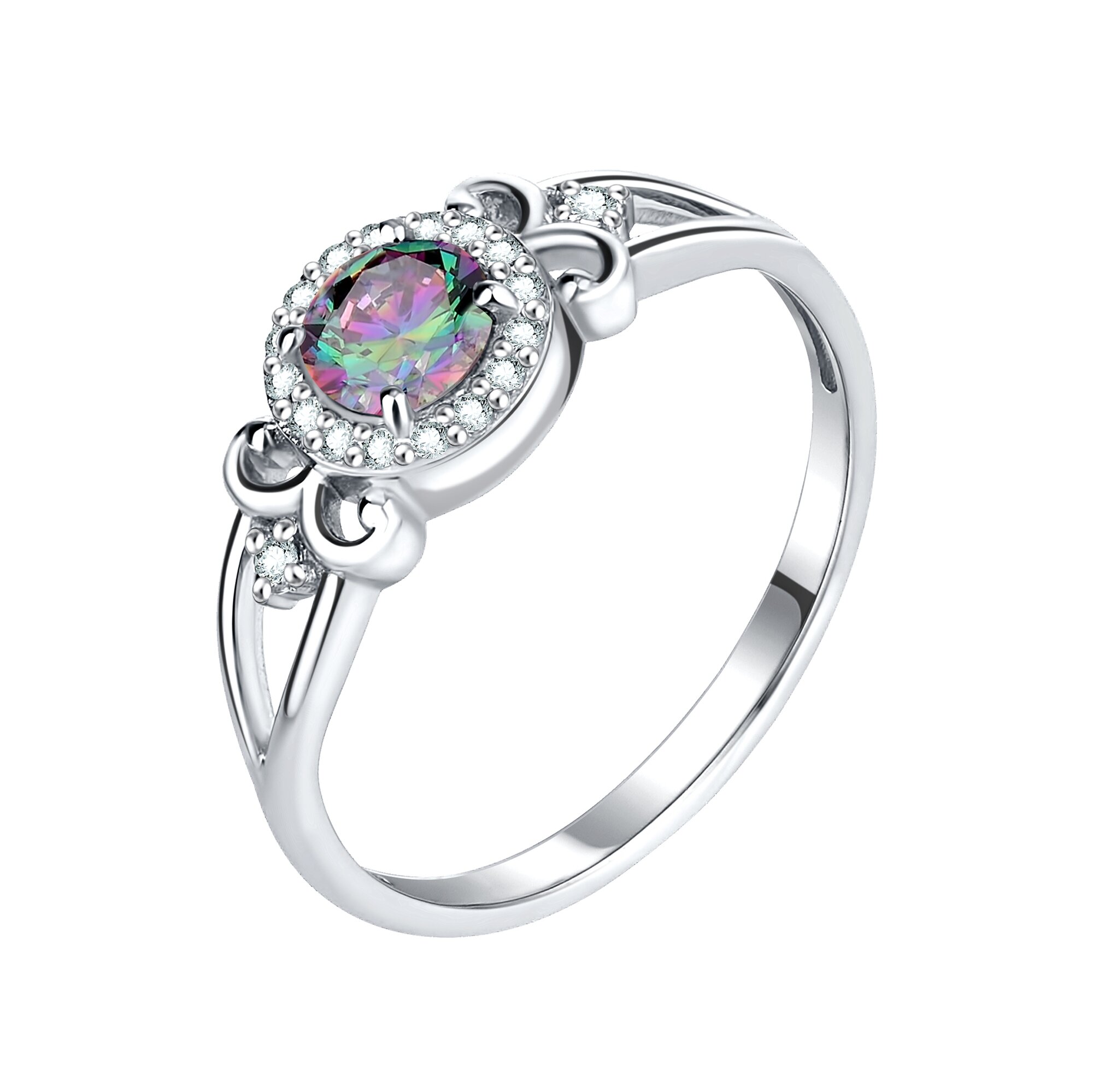 Кольцо, серебро, 925 проба, родирование, кварц, фианит