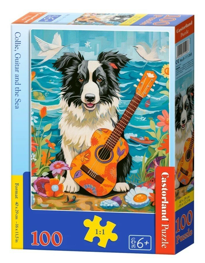 Пазл Castorland Колли, гитара и море, 100 эл. B9-111268