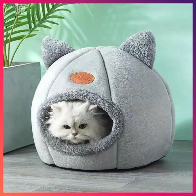 Закрытая лежанка домик для кошек лежак 6