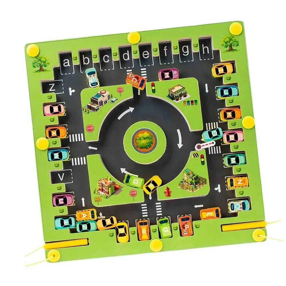 Игрушка Монтессори Магнитная доска-лабиринт с алфавитом 29,8смx29,8см
