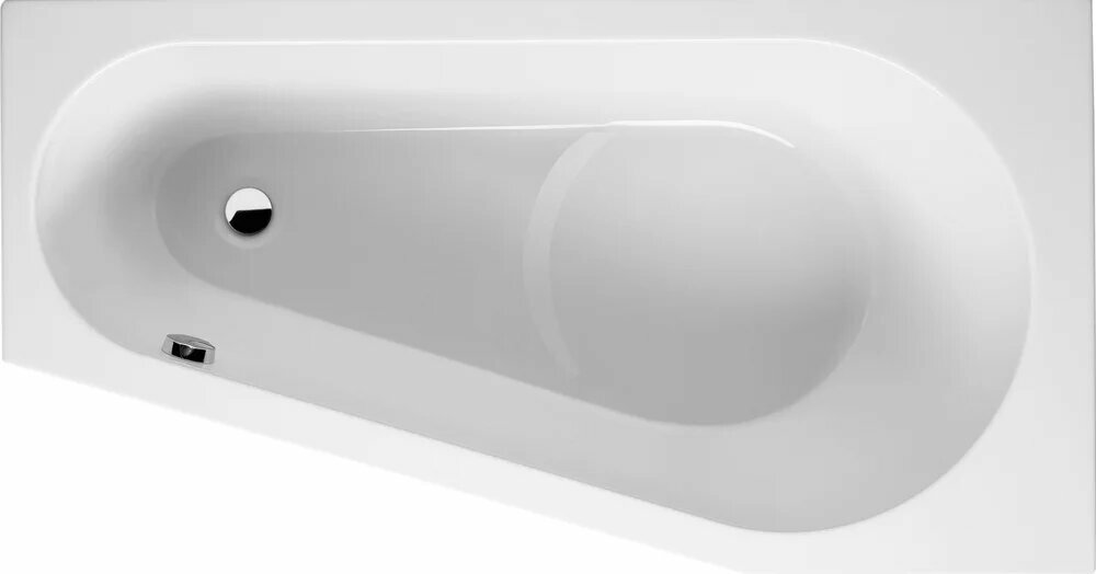 Акриловая ванна Riho Delta L 160x80, с каркасом, угловая, левая, пристенная, белая, глянцевая, со сливом-переливом, асимметричная