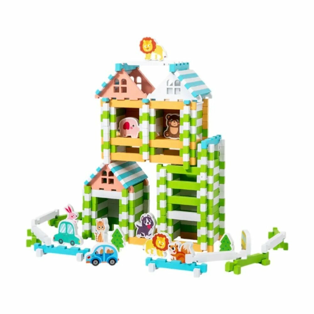 Деревянные строительные блоки для детей, развивающие игрушки для сборки домика, пространственное мышление, мелкая моторика, 3D-конструктор
