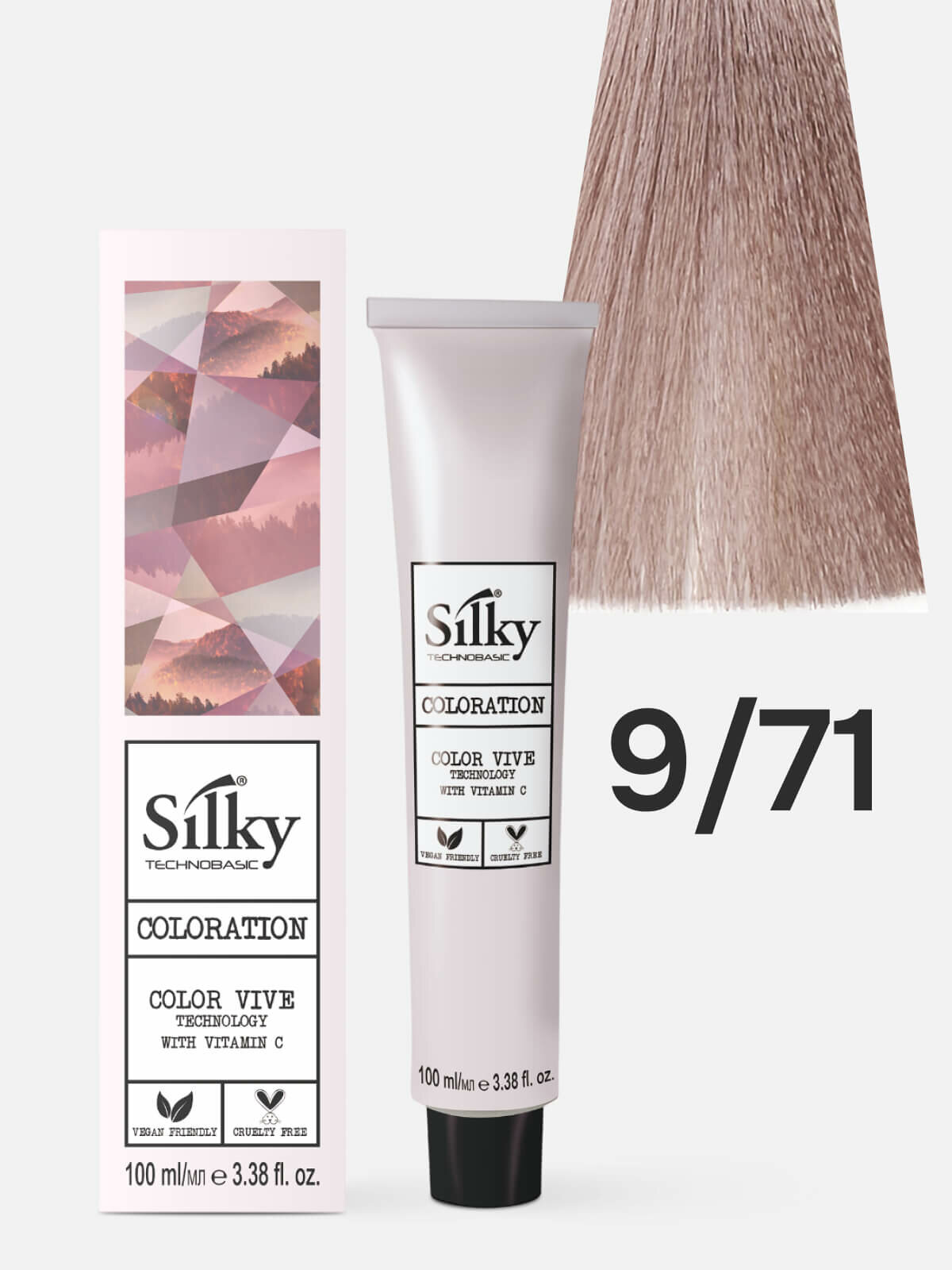 Крем - краска для волос профессиональная Silky Color Vive/Ultralift 9/71 Блонд Пепельный коричневый, 100 мл
