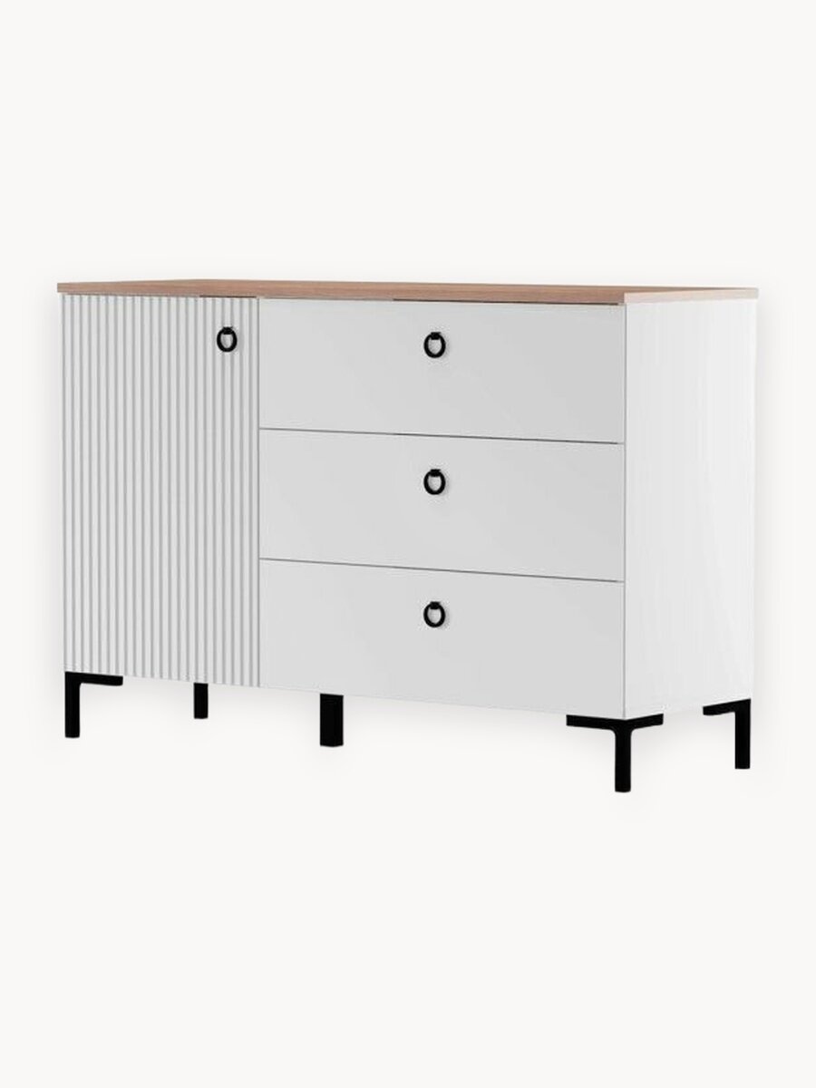 Комод Askona (Аскона) дверь и 3 ящика Zima (Зима) 120*081*041 Гикори кингстон+Белый