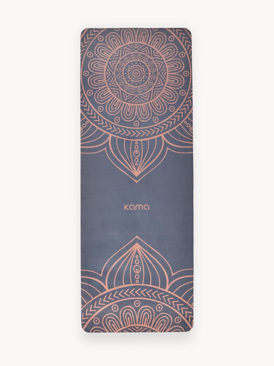 Коврик для йоги спортивный, каучук, микрофибра, сапфировый