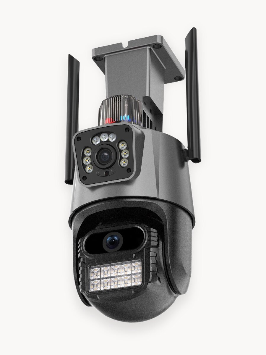 Уличная Wi-Fi камера видеонаблюдения 8 Мп Full HD 4K Камера двойная 8мп два объектива, черная