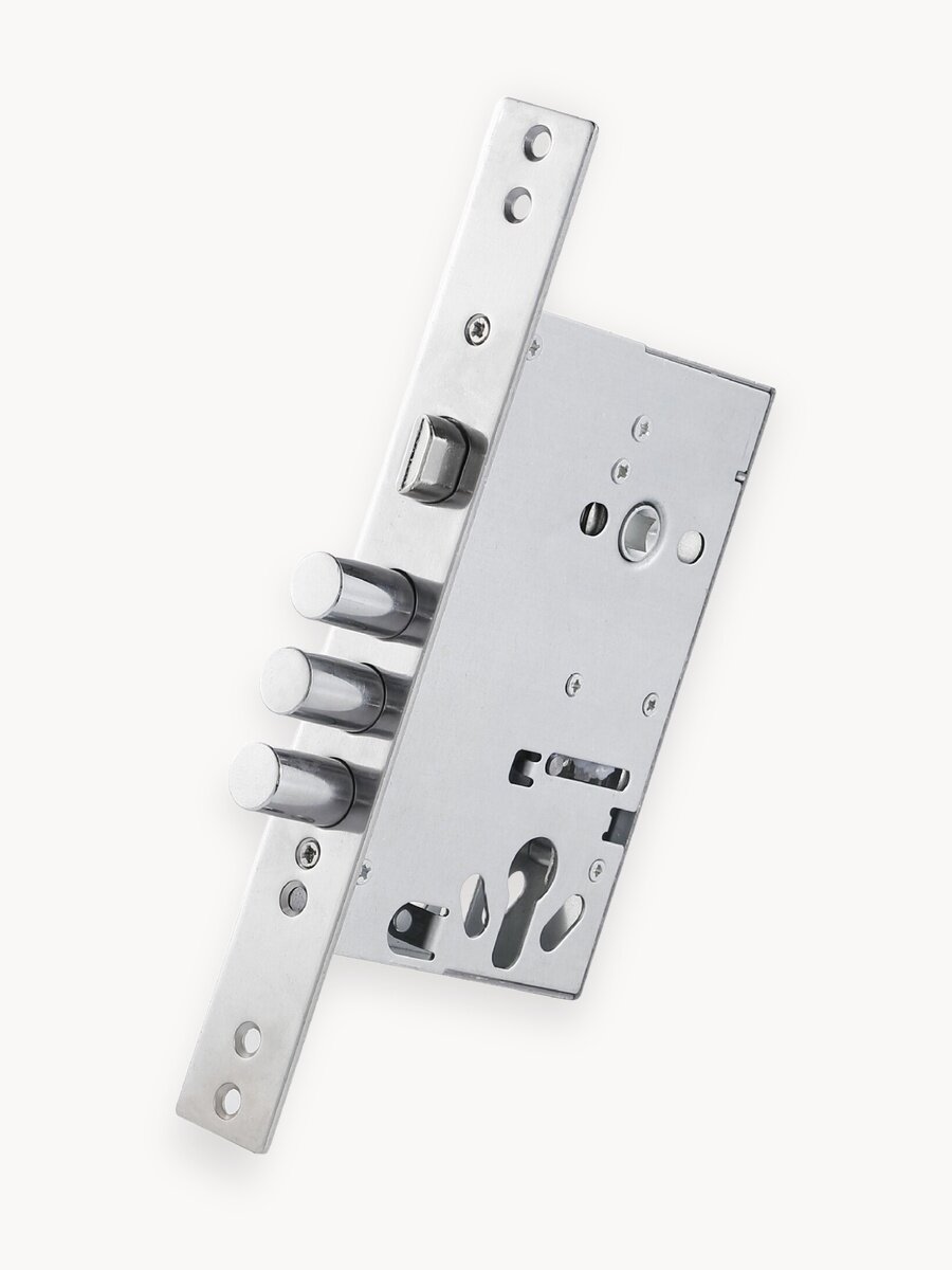 Замок врезной цилиндровый для входной металлической сейф двери Akomuto ЗВ 816, хром