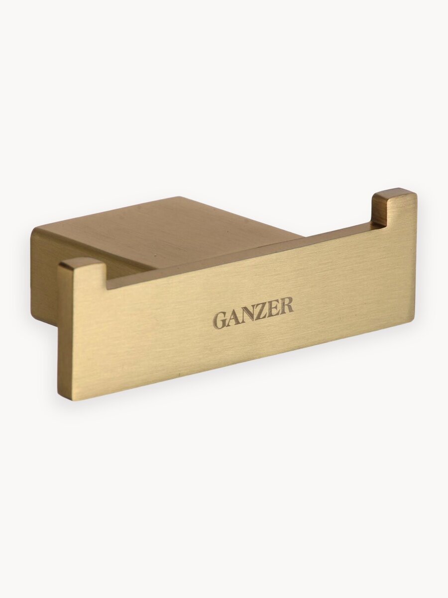 Двойной настенный крючок из латуни от бренда Ganzer GZ88152-S матовое золото