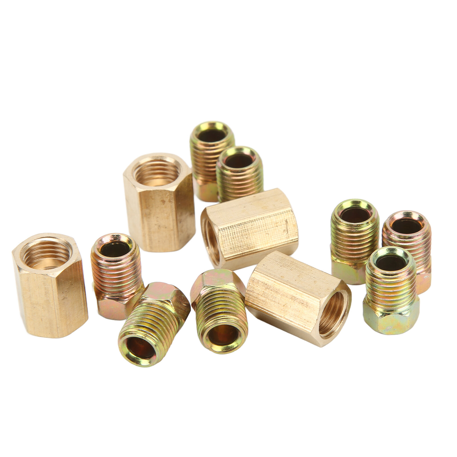 Комплект фитингов для тормозной магистрали, 12 шт, резьба 3/8 дюйма — 24, 4 штуцера, 8 гаек, латунь, универсальный для трубки 3/16 дюйма