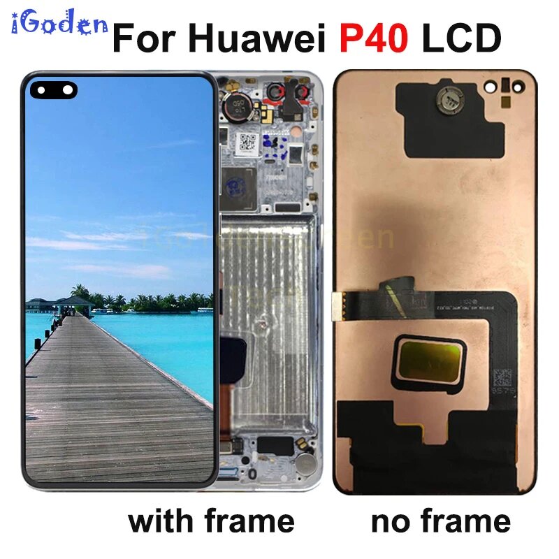 Экран Amoled для Huawei P40, ЖК-дисплей, дигитайзер в сборе, сенсорный дисплей для silver with frame