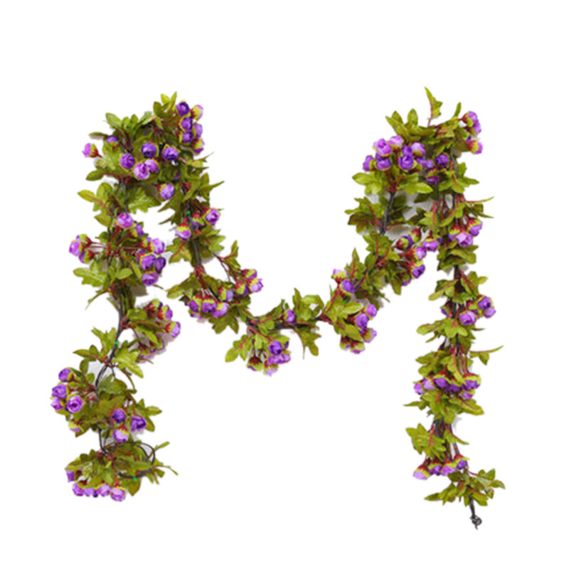 Искусственные розы листва гирлянда руководство по подвешиванию пластиковый цветок лоза подвесной потолок украшение фиолетовый
