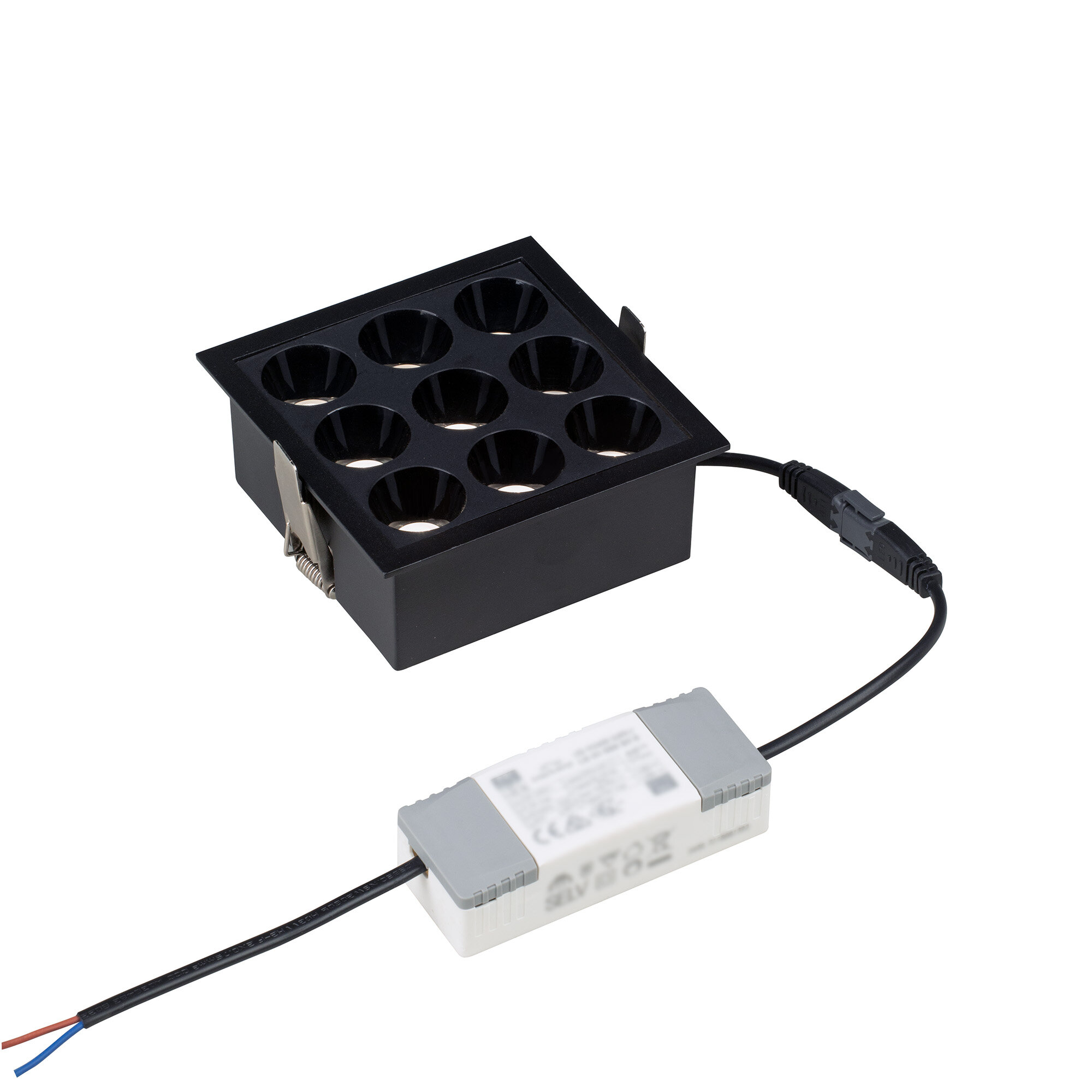 Встраиваемый черный LED светильник с драйвером, 18Вт, 4000К, 24 , 1365лм