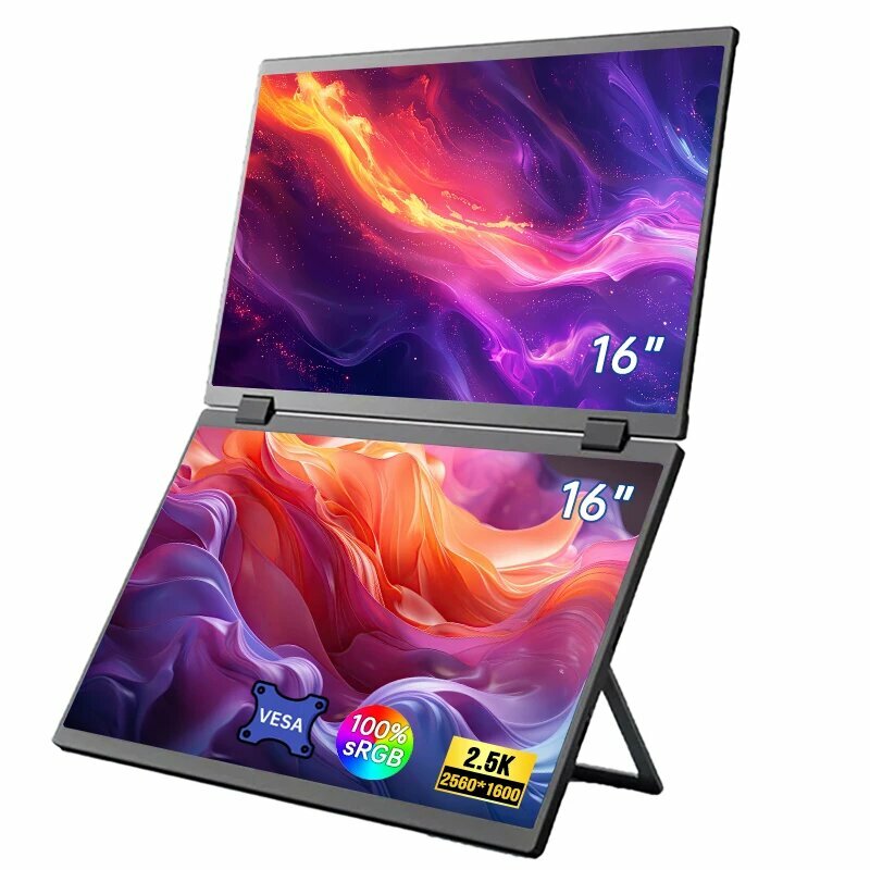 REALZA 16-дюймовый портативный монитор с двойным экраном Европейская вилка (EU Plug)