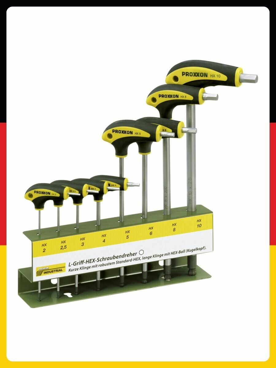 Набор отверток Proxxon с Г-образной рукояткой, 10 предметов, TX/TTX с держателем