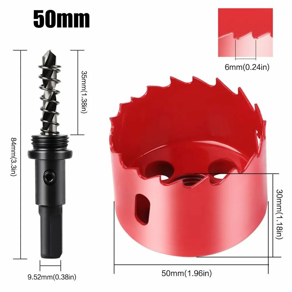 Коронка биметаллическая по металлу, дереву, пластику, 50 мм