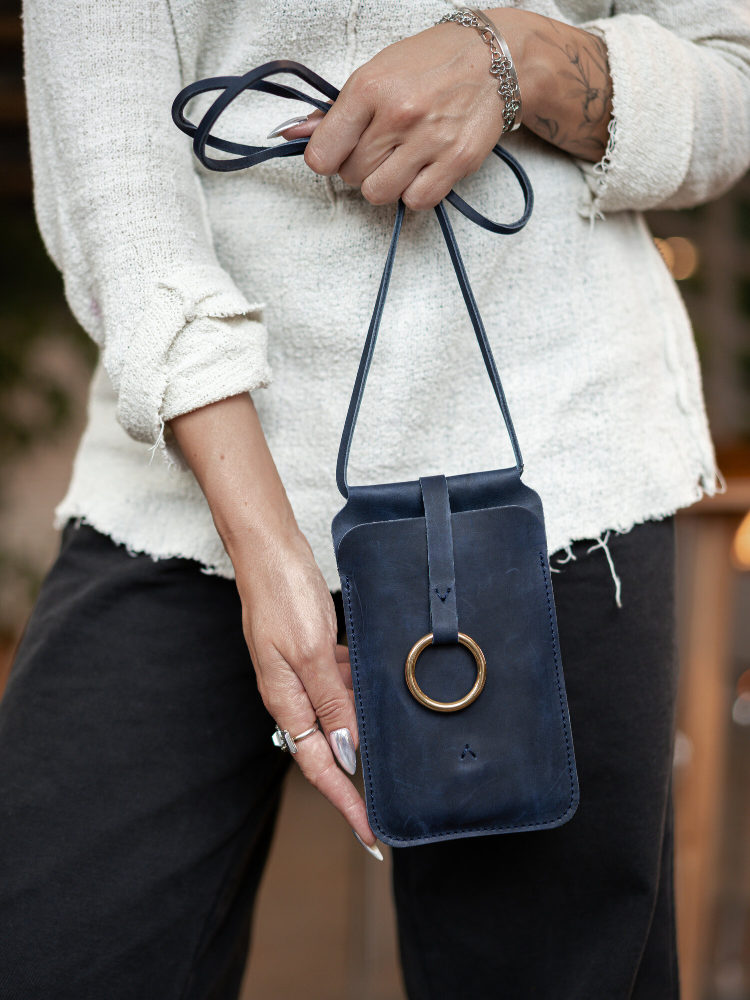 Сумочка Мини из натуральной кожи на плечо для смартфона/Кожаный чехол для телефона на ремешке