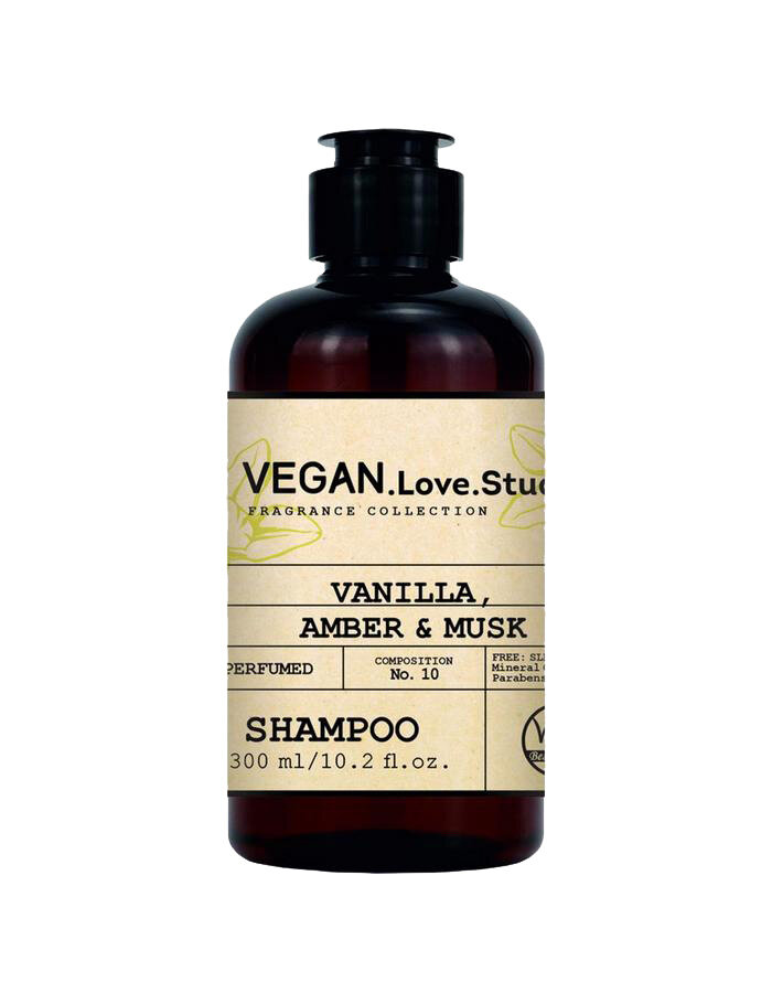 Delta Cosmetics Vegan.love.studio - Vanilla, Amber & Musk Парфюмированный шампунь для всех типов волос 300 мл.