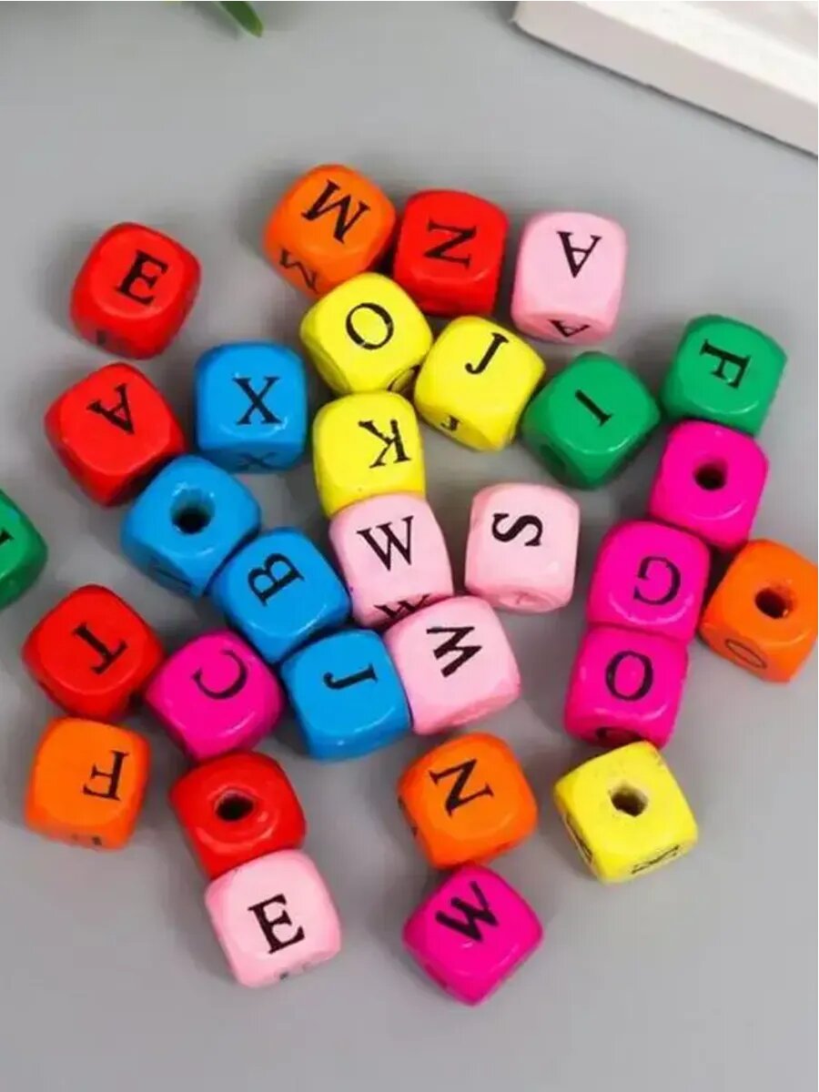Бусины для рукоделия Алфавит 30 шт 1х1 см