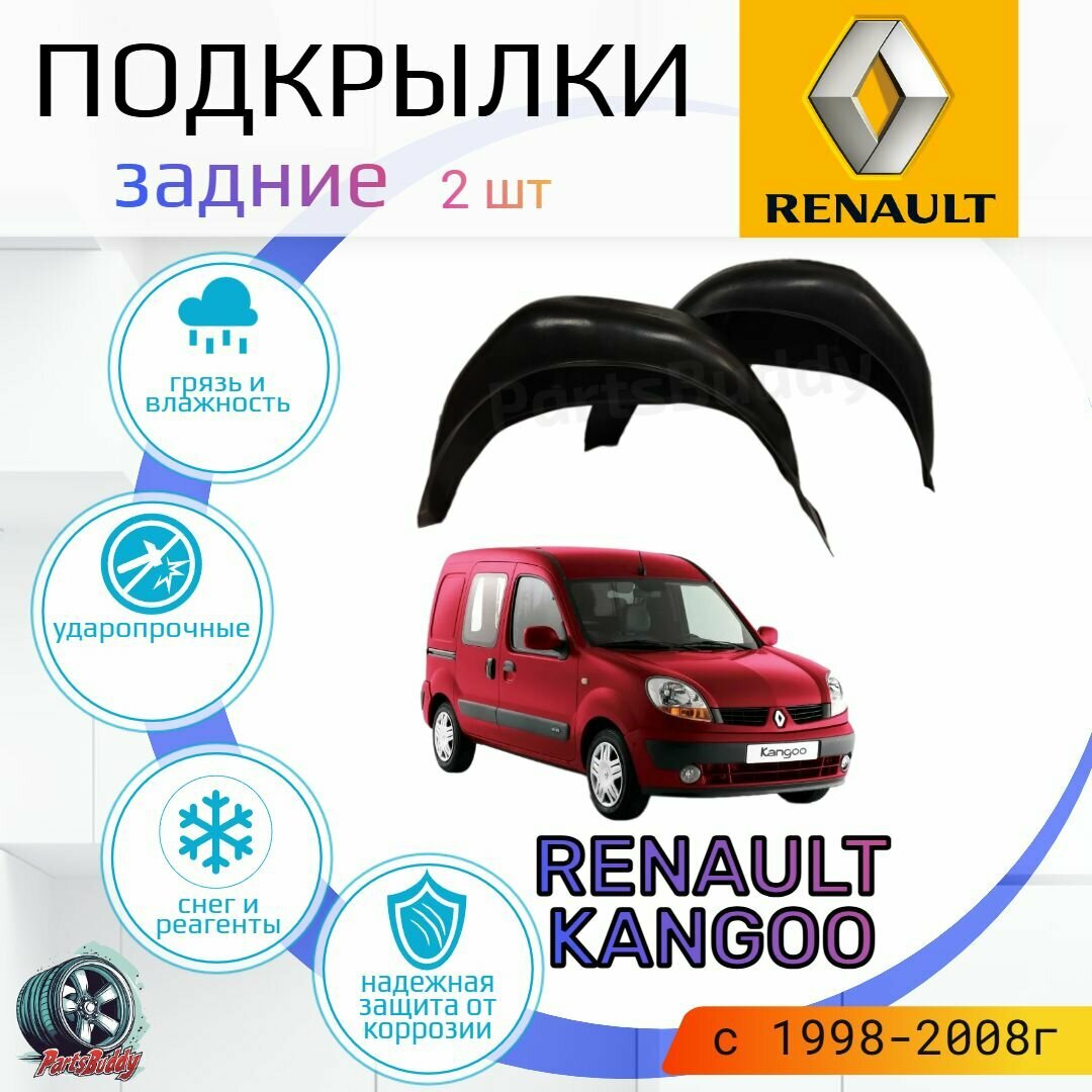 Подкрылки задние для Renault Kangoo / рено кангу / Локеры / Защита крыльев / Защита колесных арок