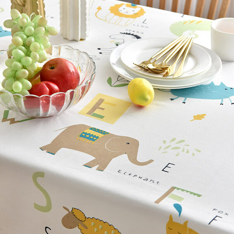 Zhongaiyisheng Tablecloth, Waterproof And Oil-Proof, TPU, Washable, Thickened Rectangular Tablecloth for Dining Table And Coffee Table, Cartoon Animal Pattern, 90*137cm