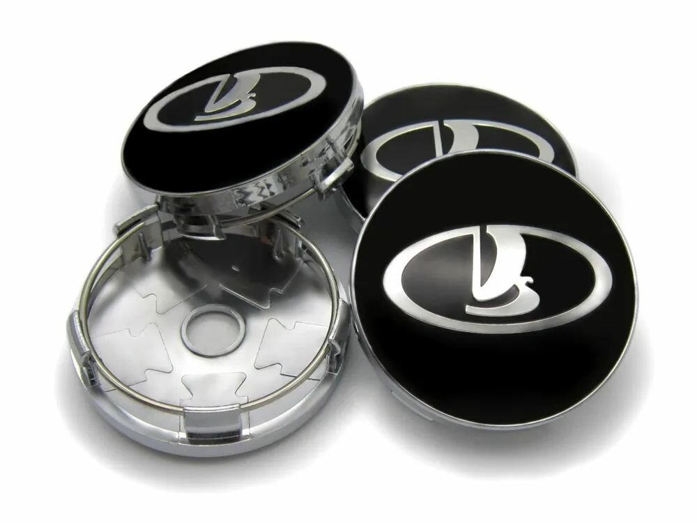 Колпачки заглушки на литые диски лада black 60/56 мм, комплект 4 шт.