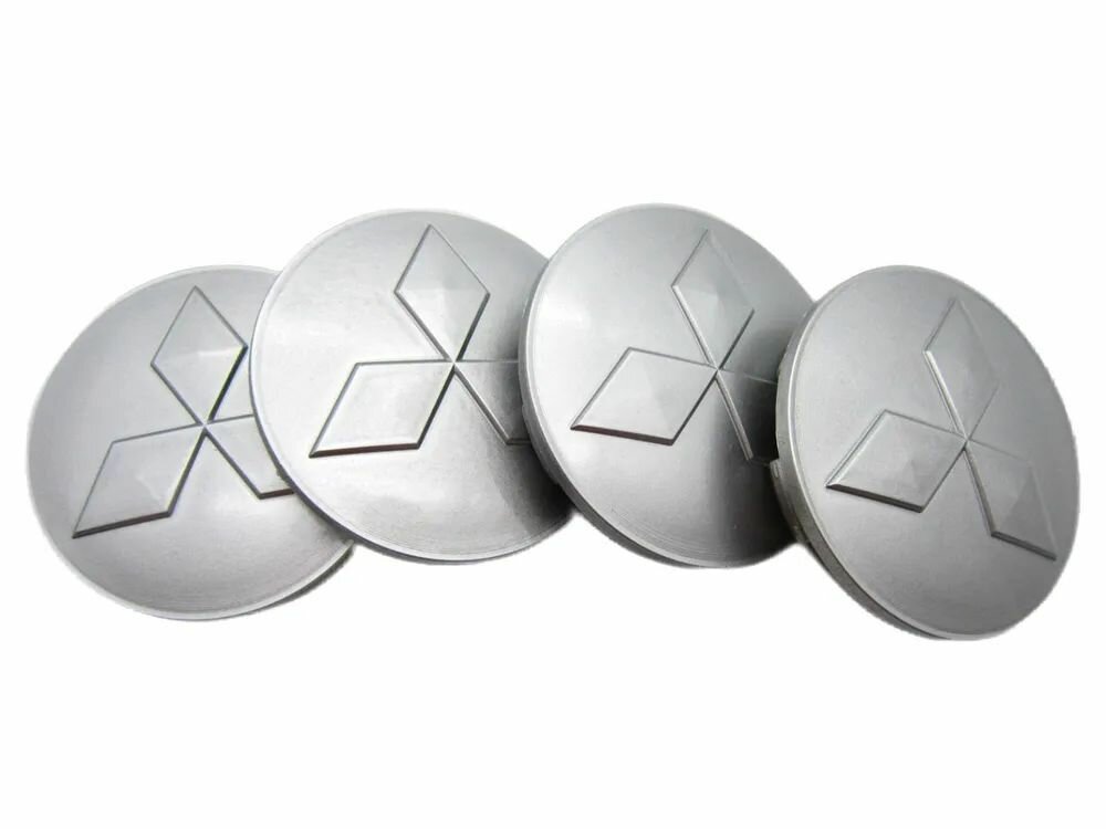 Колпачки заглушки на литые диски КиК Митсубиси серебристый 62/55/10, комплект 4 шт.