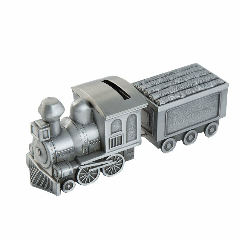 Копилка-копилка в виде паровозика – детская копилка из цинкового сплава с деревянной начинкой, винтажная декоративная подарочная копилка