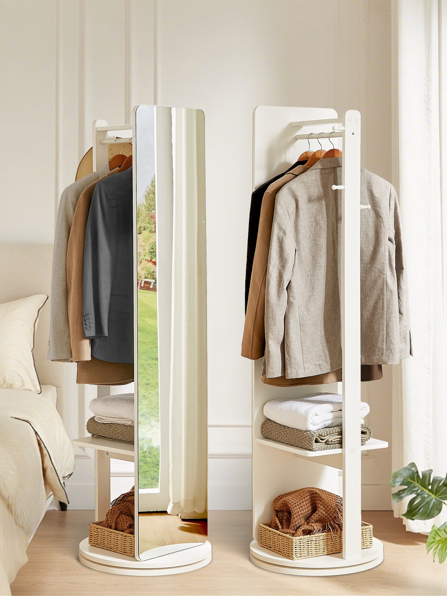 Зеркало-вешалка напольное Smart Bird Omi-90B, прямоугольное, белое